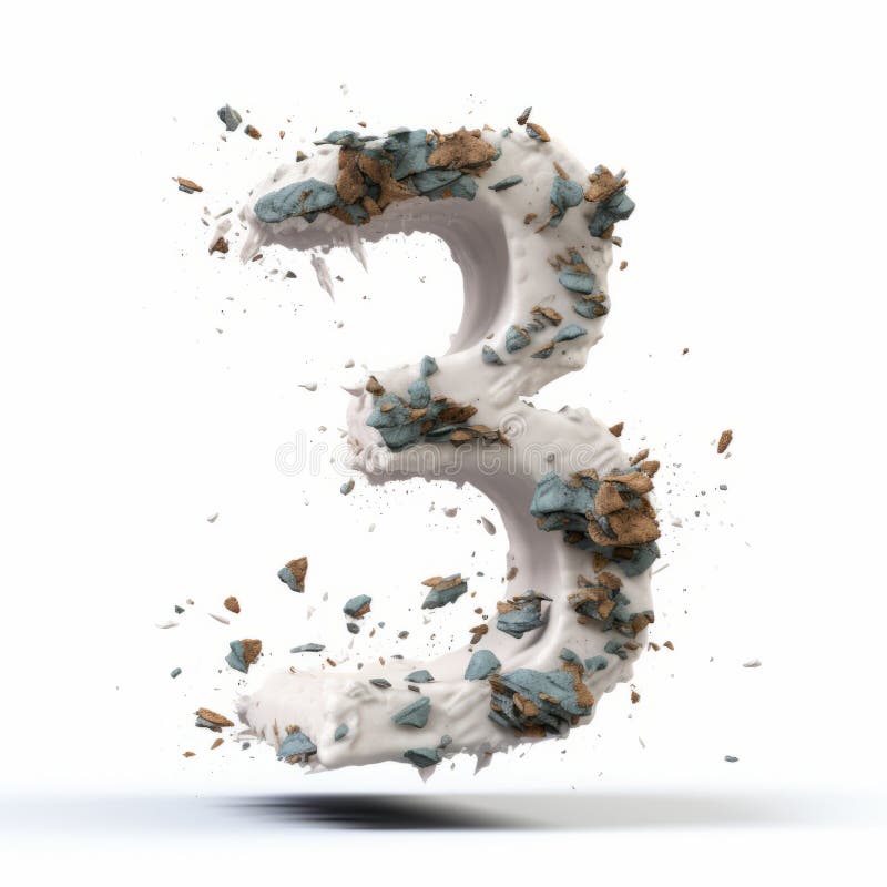 Exploded 3d Rendering of Number Three in White and Bronze Stock Image ...