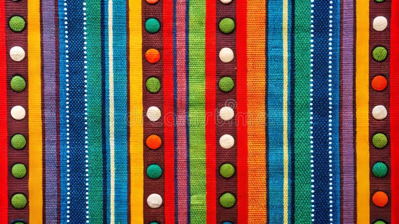 Dynamic Fabric Design: Bold Stripes and Dots on a Textured Background ...