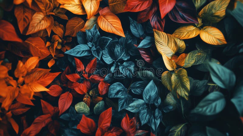 A Dynamic Fall Foliage Scene with a Prominent Red Leaf Highlighted ...