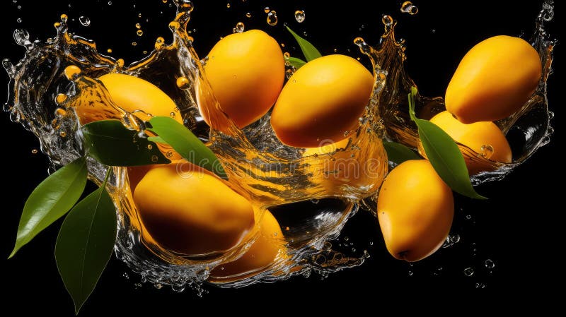 Dynamic Falling Mango Fruit Stock Illustration - Illustration of ...