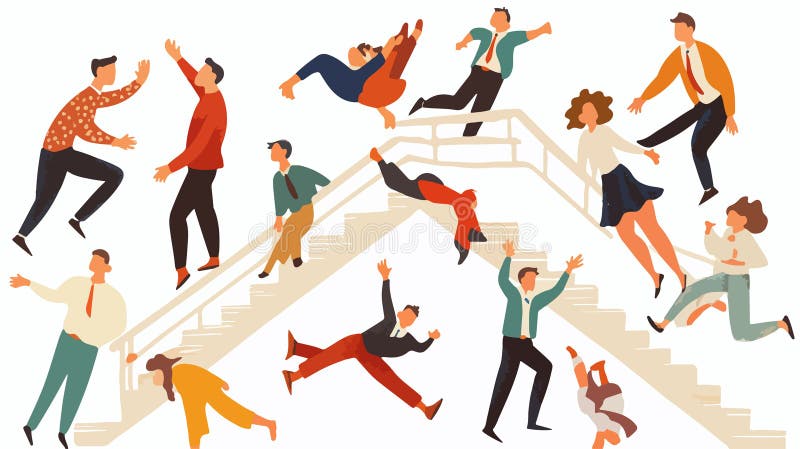Dynamic Falling People Flat Vector Illustrations Set Stock Vector ...