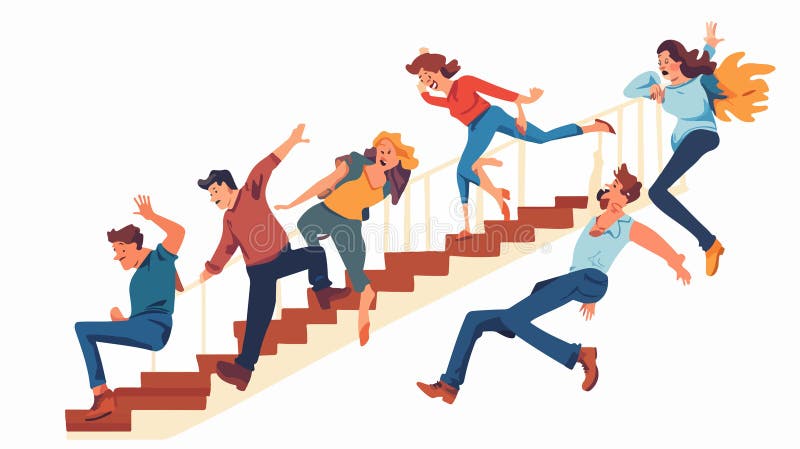 Dynamic Falling People Flat Vector Illustrations Set Stock Illustration ...