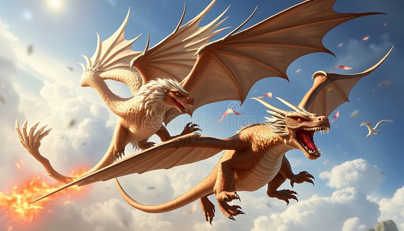 Dragons in Flight Fantasy Art, Mythical Creatures, Digital Painting ...
