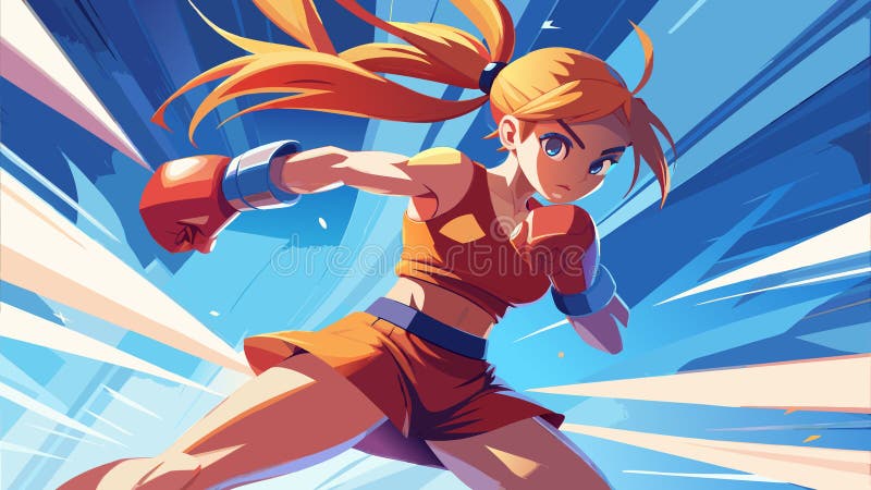 Dynamic Female Boxer in Action with Powerful Punch Stock Vector ...