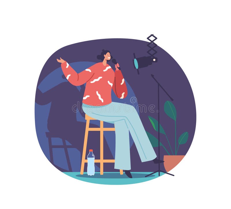 Dynamic Female Comedian Character Commands the Stage with Sharp Wit and ...
