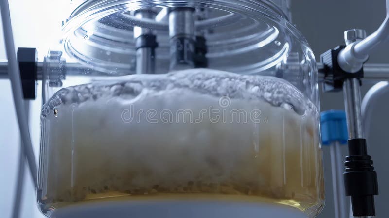 Dynamic Fermentation Process: Closeup of Bubbling Liquid in Industrial ...