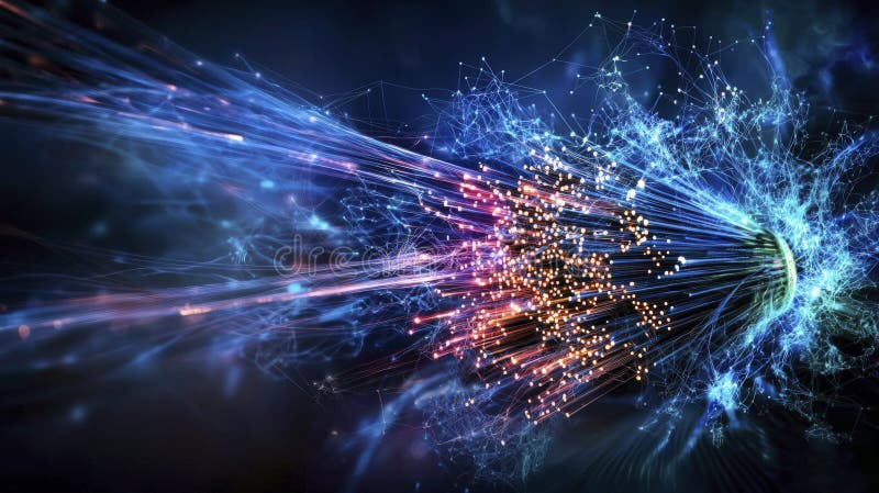 Dynamic Fiber Optic Network Flow Digital Space Abstract Art ...