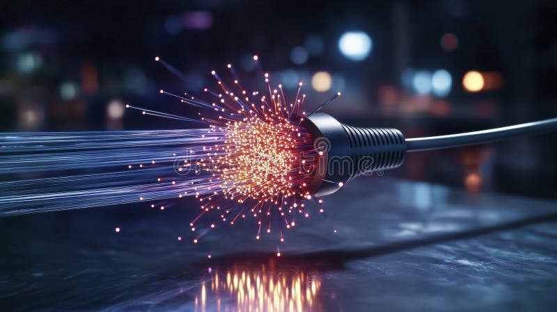 Dynamic Fiber Optic Technology Showcase Urban Setting Abstract Visuals ...