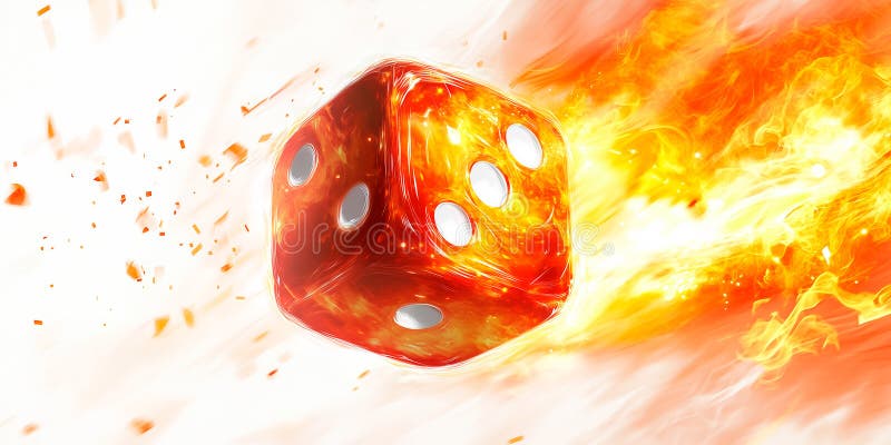 Dynamic Fiery Dice Rolling through a Vibrant Explosion, Showcasing ...