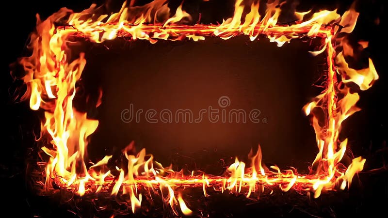Dynamic Fiery Frame Video with Burning Border and Black Background ...