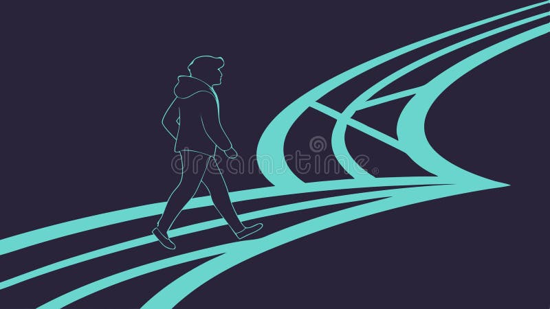 Dynamic Figure on Abstract Path, Futuristic Movement, Progress, Vector ...