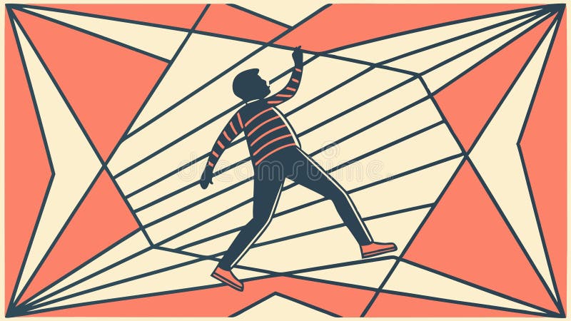 Dynamic Figure in Abstract Space, Geometric Motion Art, Vector Design ...