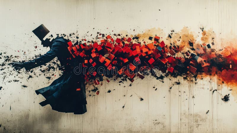 A Dynamic Figure Appears To Burst from a Wall, Surrounded by Colorful ...