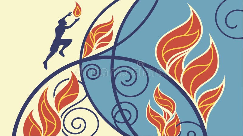 Dynamic Figure with Flames, Energy and Challenge Concept, Vector Design ...