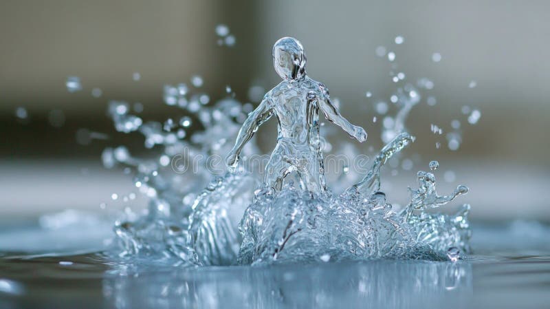 A Dynamic Figure Made of Water Leaps Gracefully, Its Form Captured in a ...