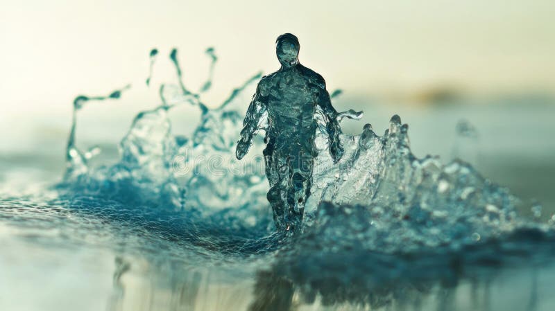 A Dynamic Figure Made of Water Leaps Gracefully, Its Form Captured in a ...