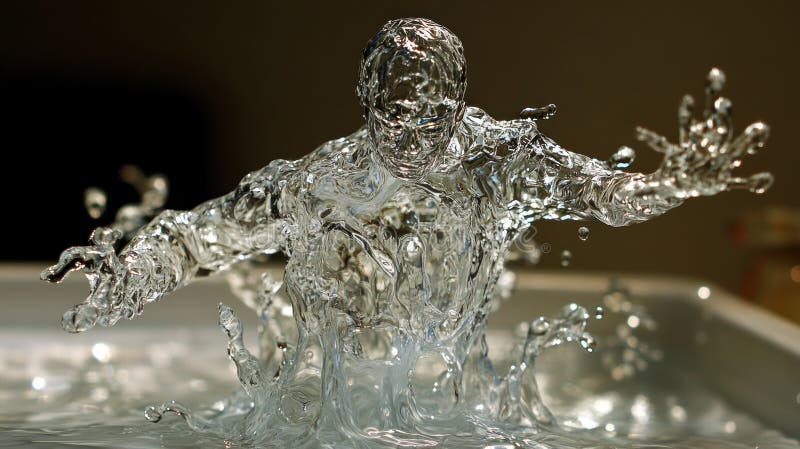 A Dynamic Figure Made of Water Leaps Gracefully, Its Form Captured in a ...