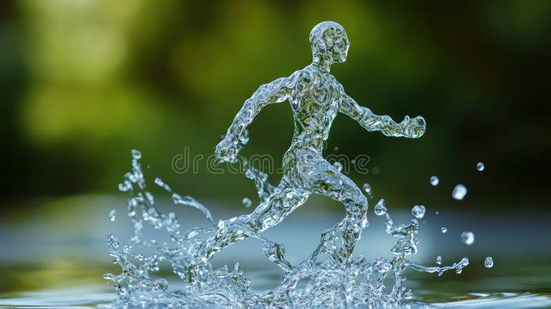 A Dynamic Figure Made of Water Leaps Gracefully, Its Form Captured in a ...