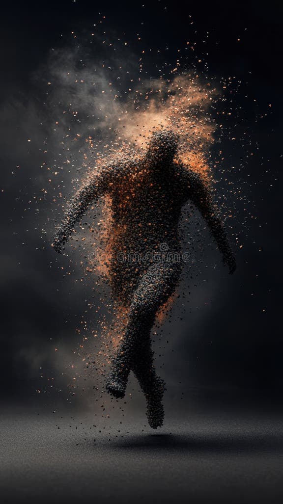 Dynamic Figure of Particles in Motion Creating a Surreal Visual Effect ...