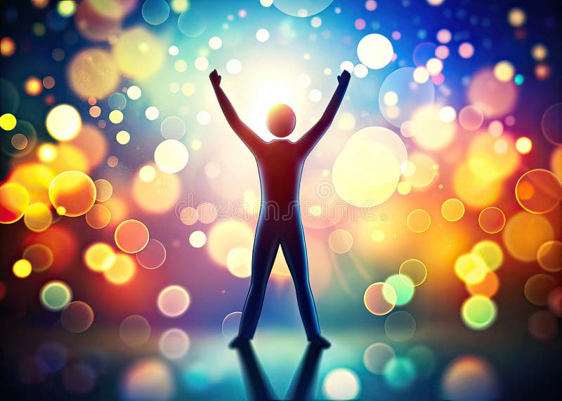 Dynamic Figure with Raised Hands a BokehEnhanced Prototype Illustration ...