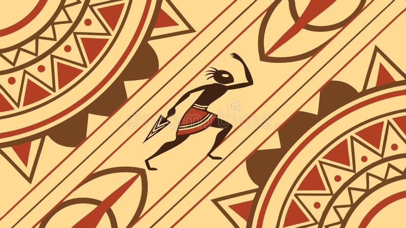 Dynamic Figure Running Tribal Geometric Pattern Art Vector Design ...