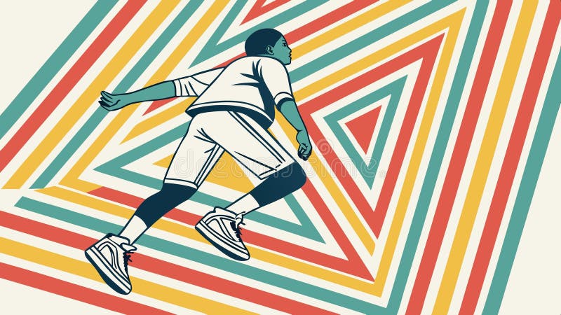 Dynamic Figure Running with Vibrant Abstract Triangular Background ...