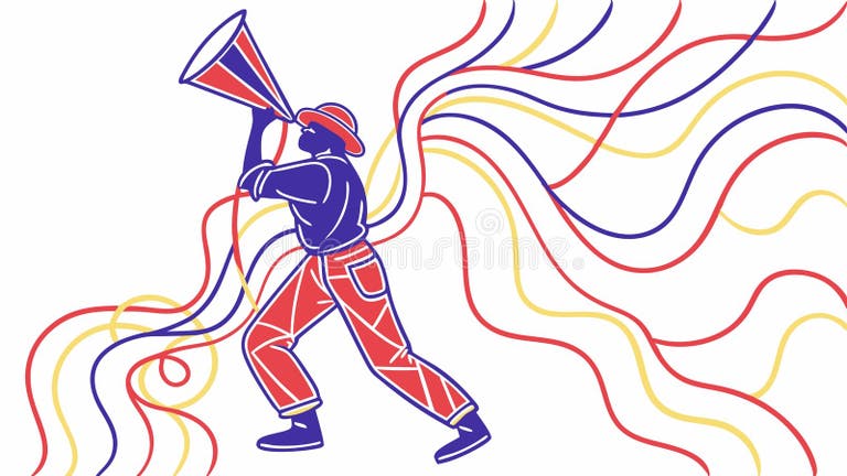 Dynamic Figure Shouting with Sound Waves, Symbolizing Voice and ...