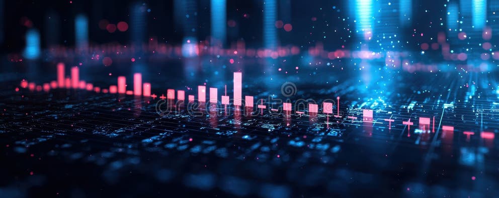 Dynamic Financial Chart and Data Visualization with Glowing Trend Lines ...