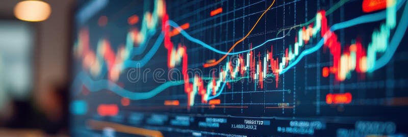 Dynamic Financial Chart Display Rising Falling Stock Market Trends ...