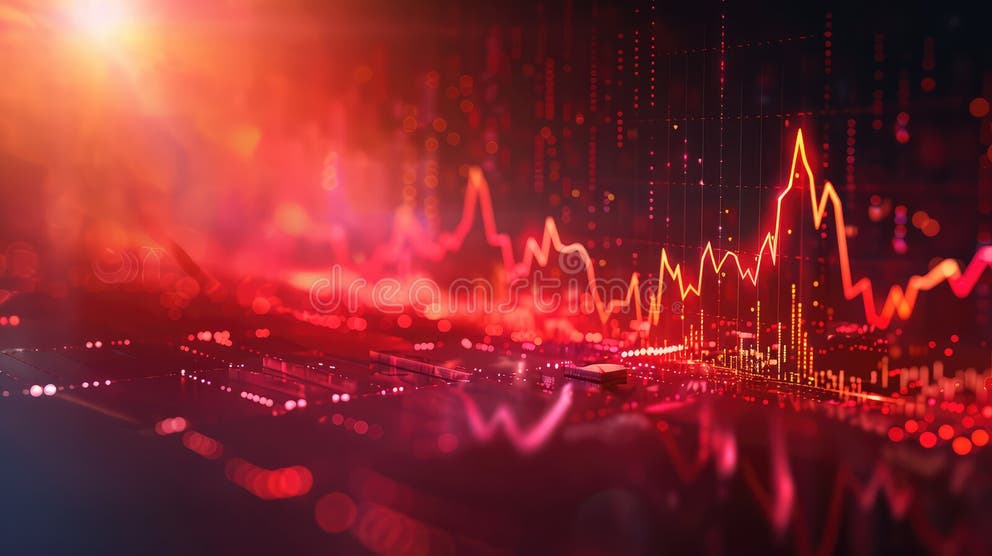 Dynamic Financial Chart with Fluctuating Trends Stock Image - Image of ...