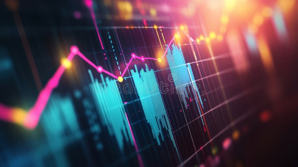 Dynamic Financial Chart with Gradient Vertical Bars and Vibrant Line ...