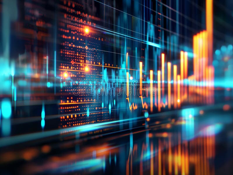Abstract Glowing Stock Market Chart Rising Falling Data Stock Photos ...