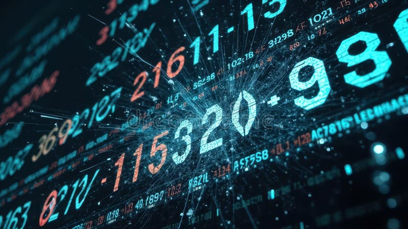 Dynamic Financial Data Bright Numbers Futuristic Digital Screen Stock ...