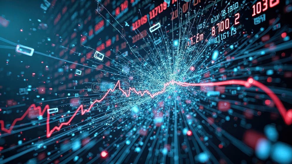 Dynamic Financial Data Stream with Rising Red Graph and Digital ...