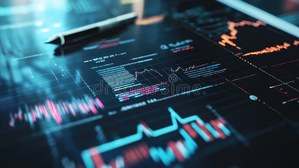 Dynamic Financial Data Visualization on Digital Interface with Graphs and Charts. Back To School ...