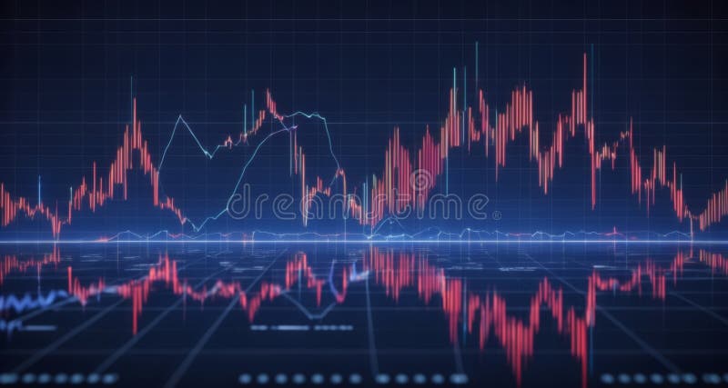 Dynamic Financial Data Visualization with a Reflective Surface Stock Illustration - Illustration ...