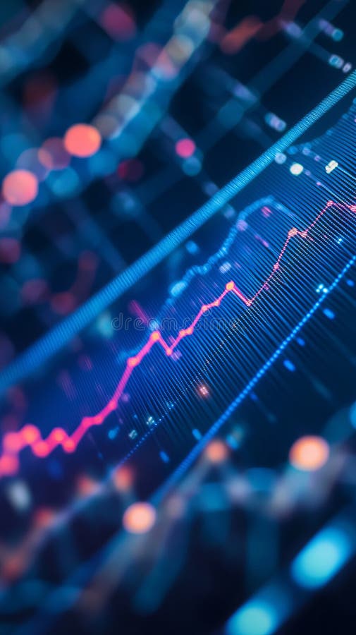 Dynamic Financial Graph with Rising Red Line in Blue Abstract ...