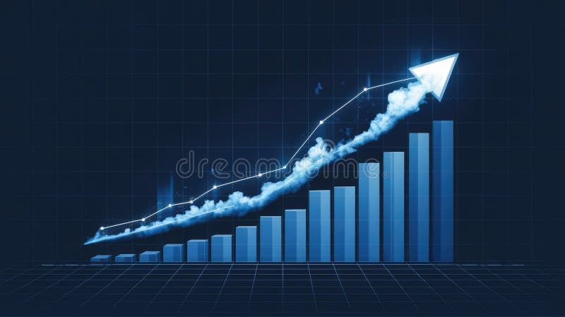 Dynamic Financial Graph Showcasing Growth and Success with Blue Hues ...