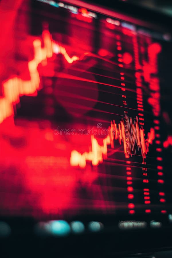 Dynamic Financial Stock Market Graph with Red Downward Trend. Stock ...