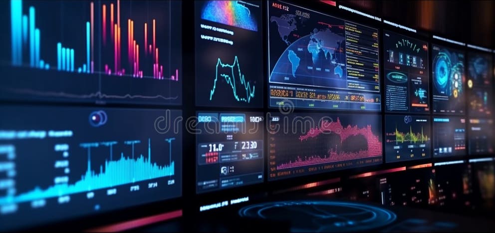Dynamic Financial Visualization, Monitor Screen Perspective Showcasing ...
