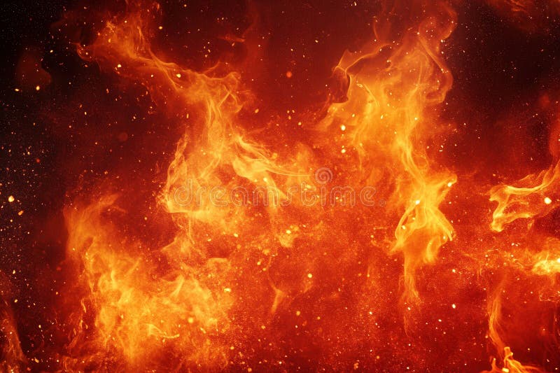 Dynamic Fire Background with Deep Red and Orange Flames and Glowing ...