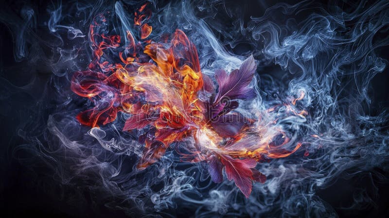 Dynamic Fire Dance with Flickering Flames and Tendrils Abstract Art ...