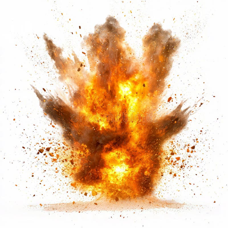 Dynamic Fire Explosion with Flying Particles Spreading Outward, Glowing ...