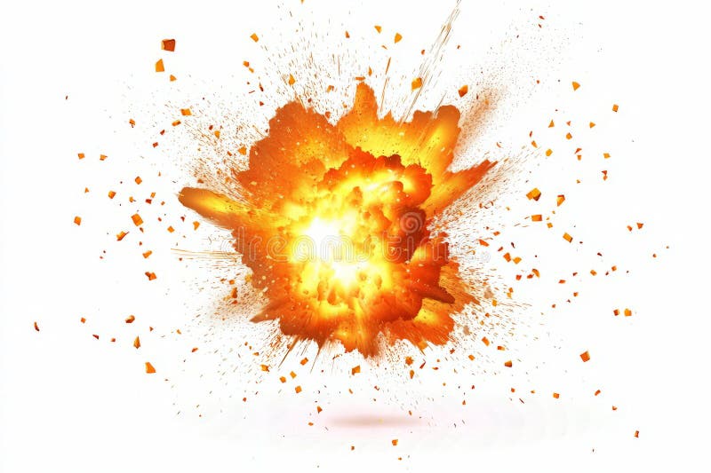 Dynamic Fire Explosion with Flying Particles Spreading Outward, Glowing ...