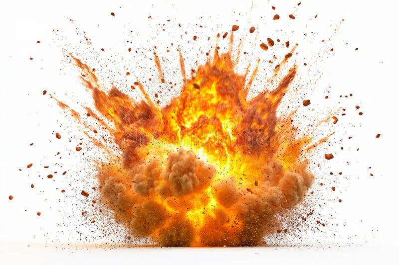 Dynamic Fire Explosion with Flying Particles Spreading Outward, Glowing ...