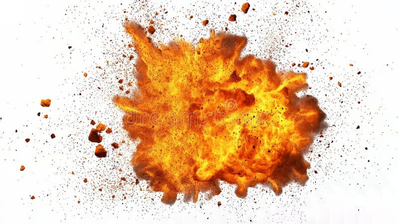 Dynamic Fire Explosion with Flying Particles Spreading Outward, Glowing ...