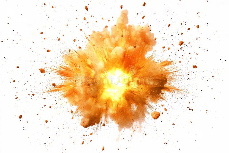 Dynamic Fire Explosion with Flying Particles Spreading Outward, Glowing ...