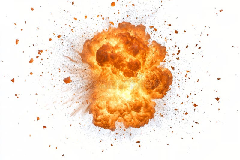 Dynamic Fire Explosion with Flying Particles Spreading Outward, Glowing ...