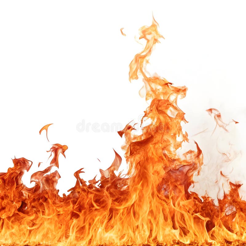 Fire Flames Effect Layer Isolated on White Background Stock ...