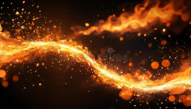 Dynamic Fire Stream Against Dark Background Stock Illustration ...